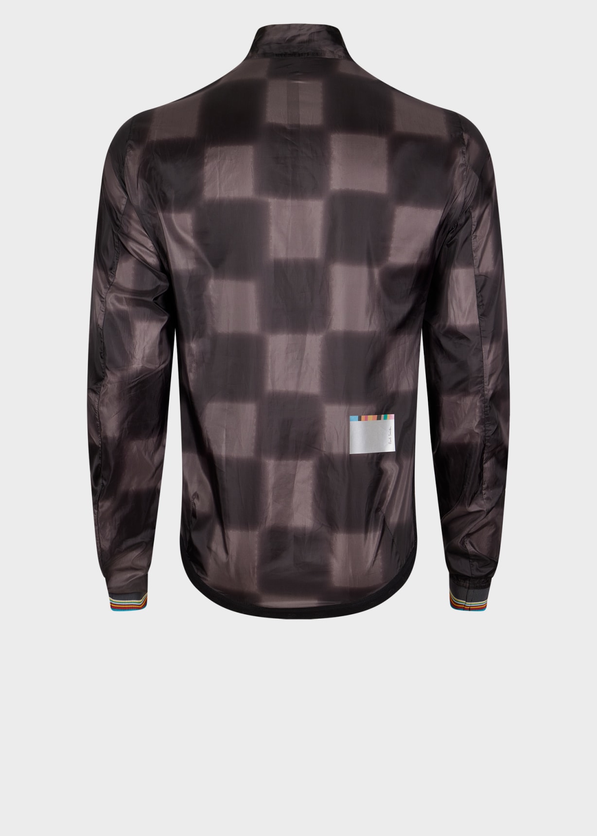 Men's Black Checkerboard Packable Cycling Wind Jacket