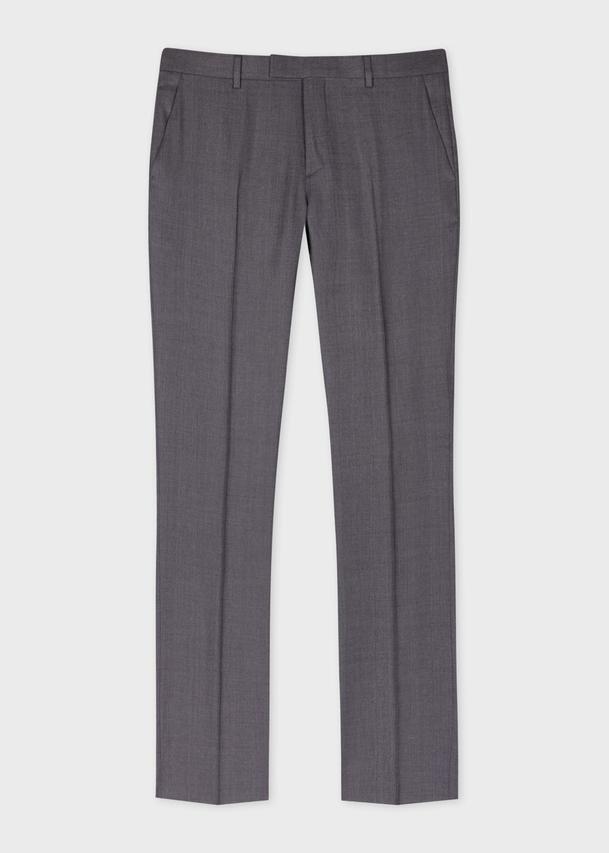 Men's Slim-Fit Grey Linen And Wool-Blend Twill Trousers
