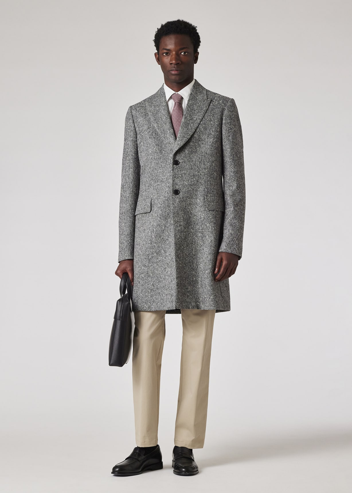 Men's Grey Flecked Wool Epsom Coat
