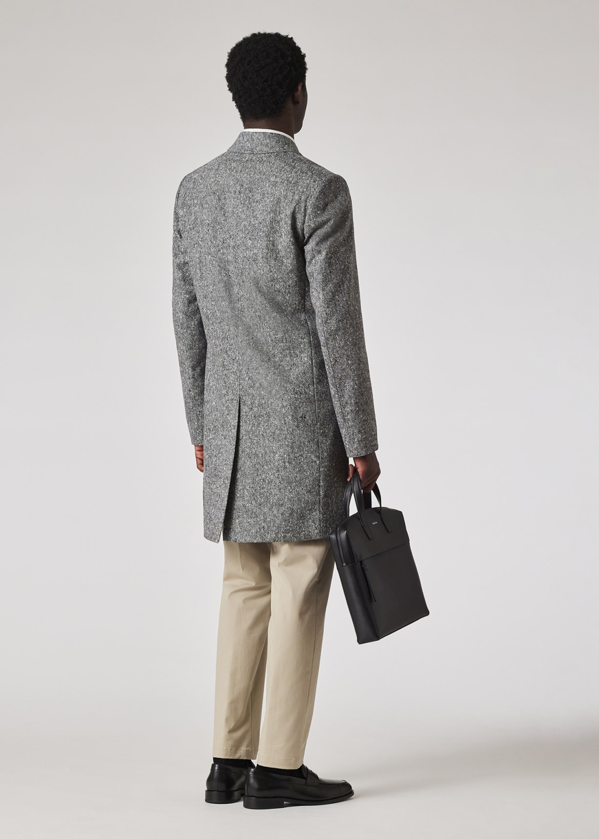 Men's Grey Flecked Wool Epsom Coat