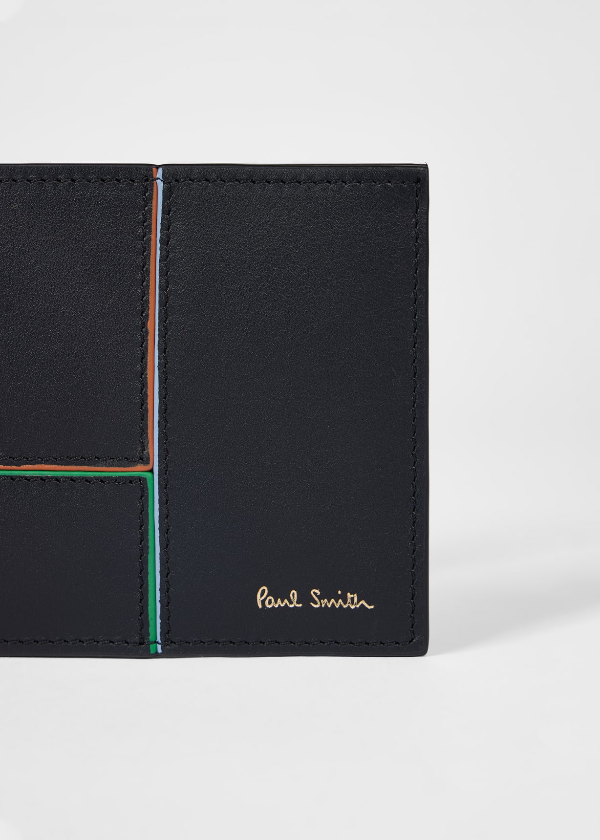 Men's Black Panelled Leather Compact Billfold Wallet