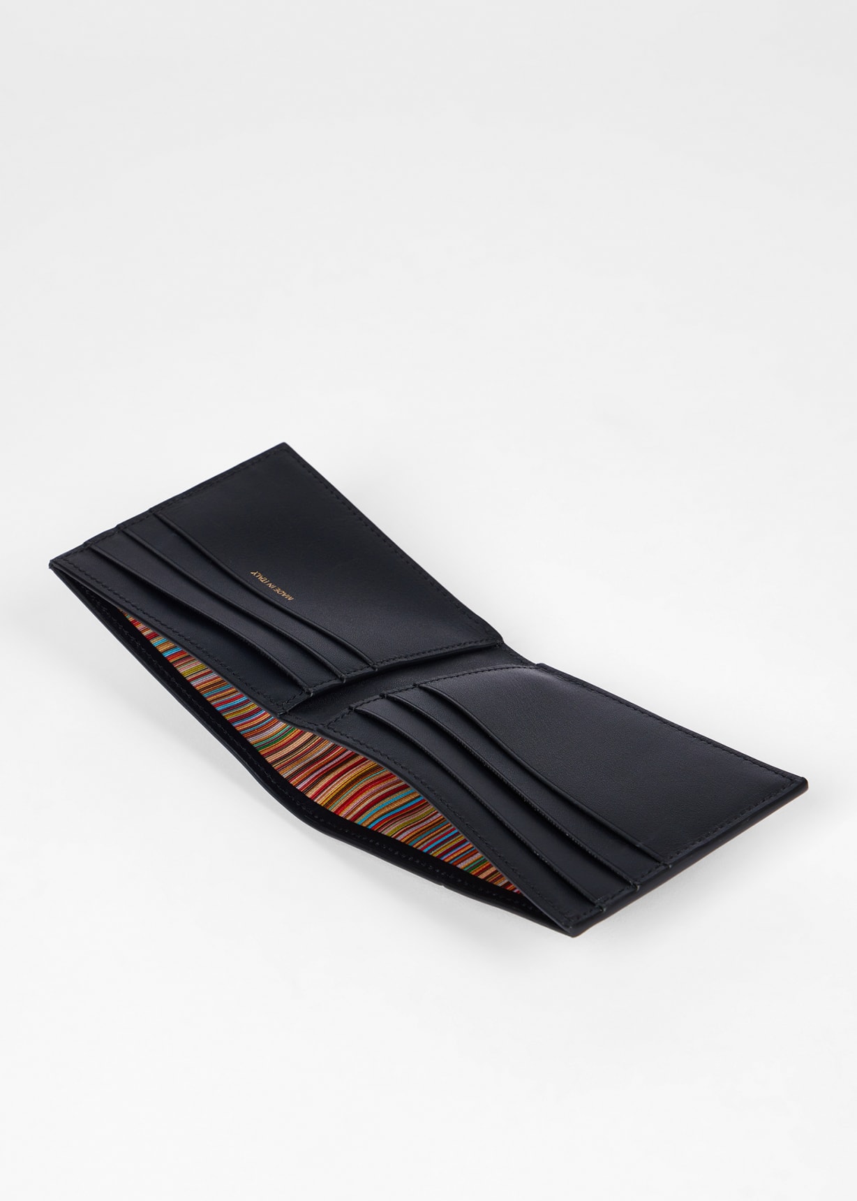 Men's Black Panelled Leather Compact Billfold Wallet