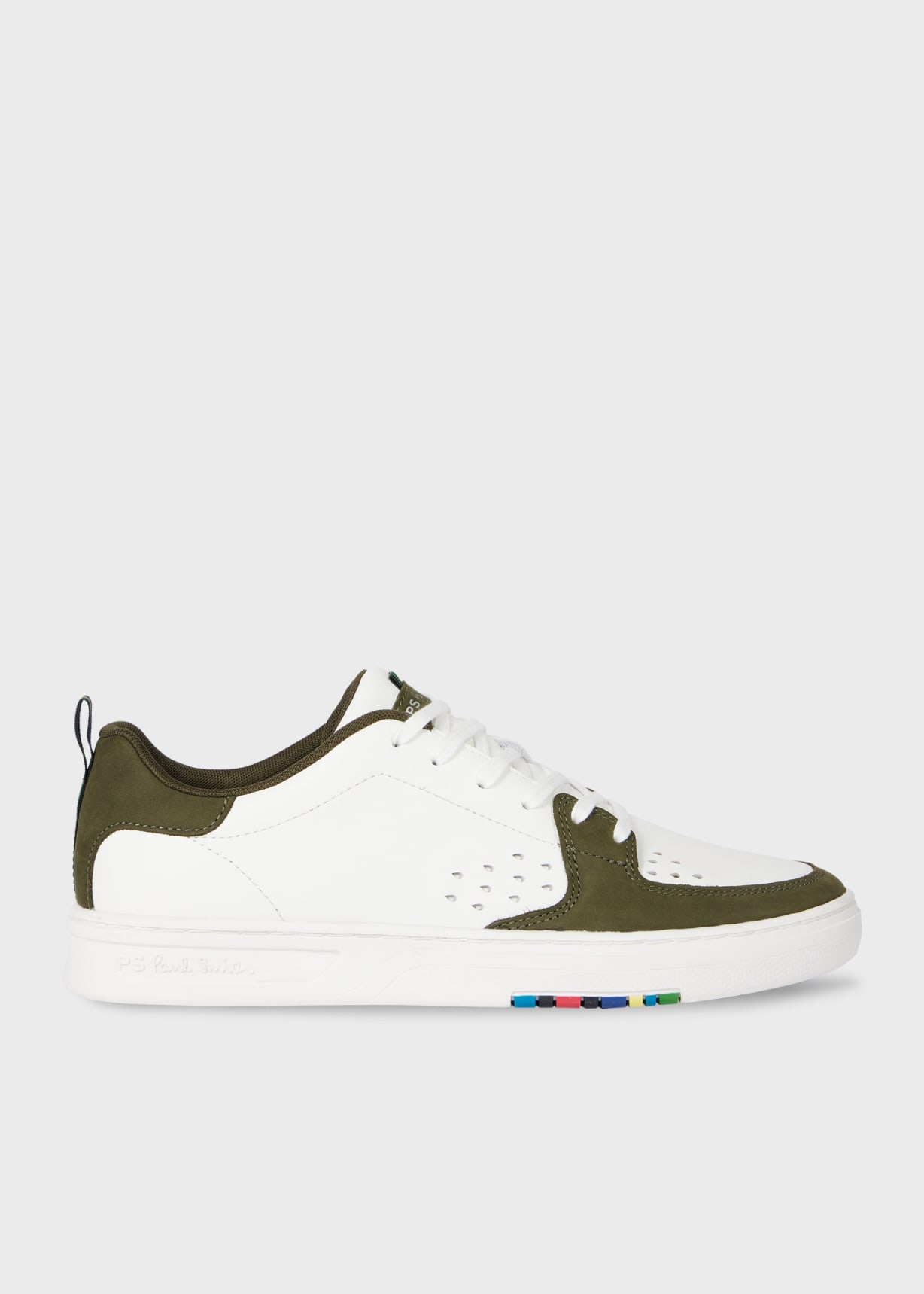 Men's White and Khaki Panel 'Cosmo' Trainers