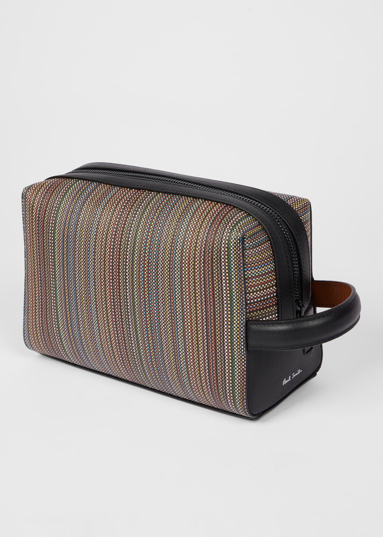 'Signature Stripe' Coated Canvas Wash Bag