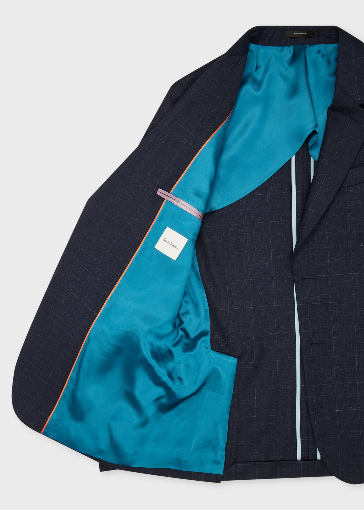 Tailored-Fit Navy Windowpane Check Wool Buggy-Lined Blazer