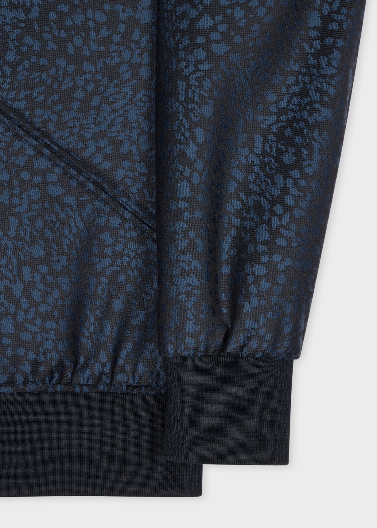Men's Navy Leopard Jacquard Wool Bomber Jacket