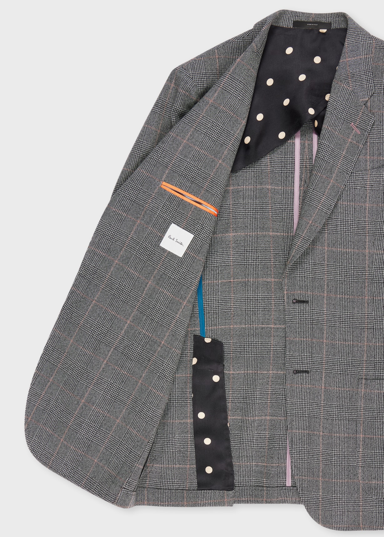 Men's Tailored-Fit Grey Check Wool Buggy-Lined Blazer