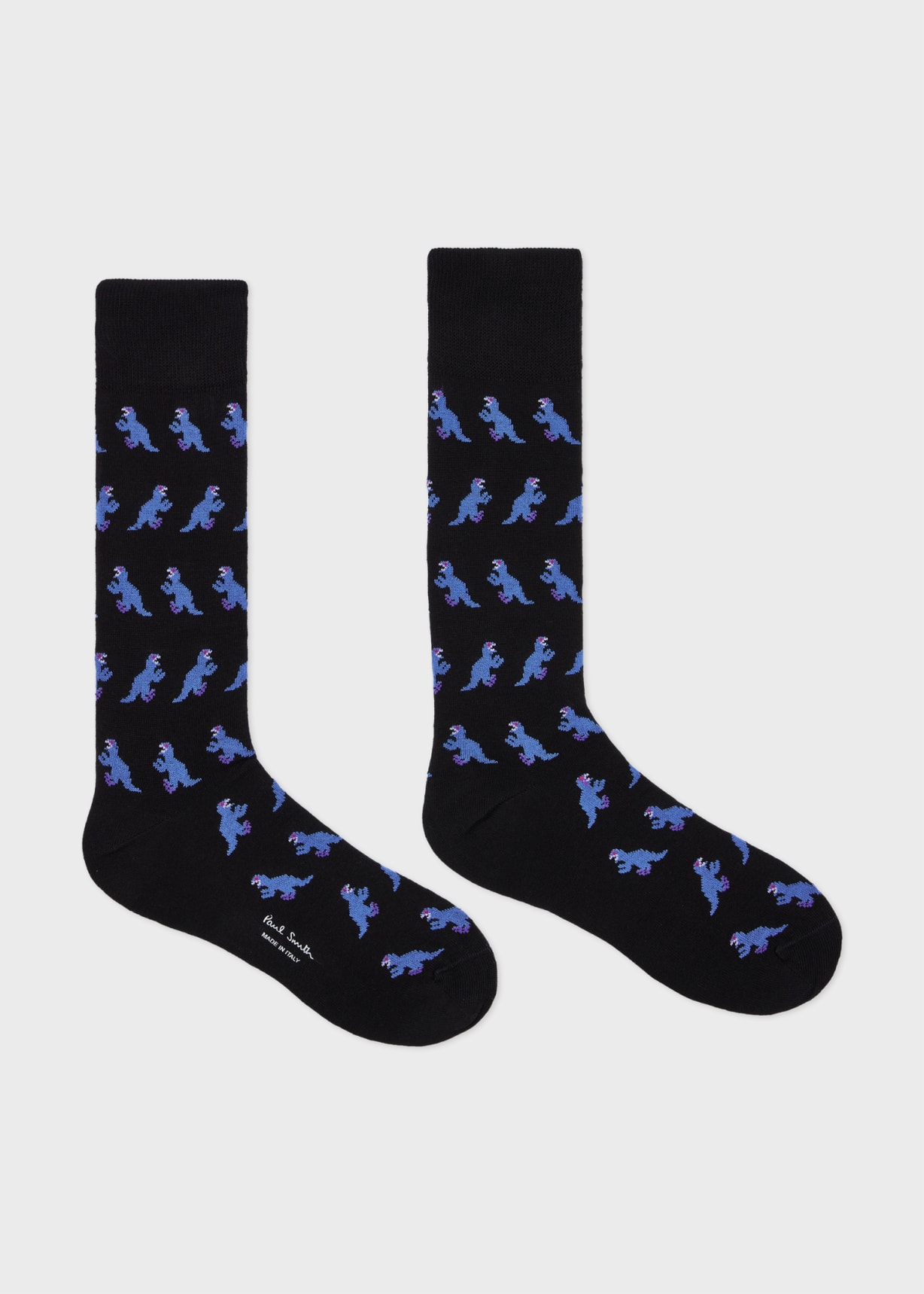 Black Cotton-Blend Dino Socks