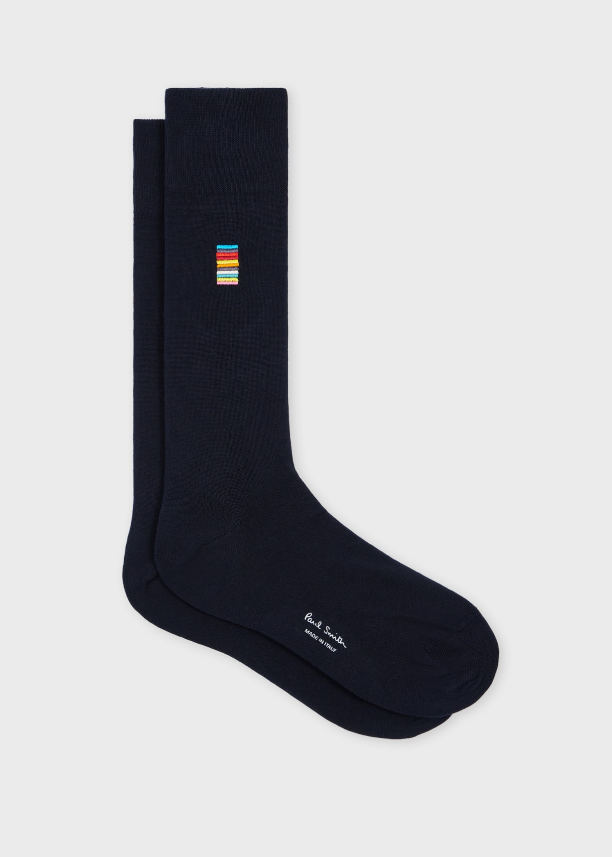 Men's Navy Cotton-Blend Embroidered 'Signature Stripe' Socks