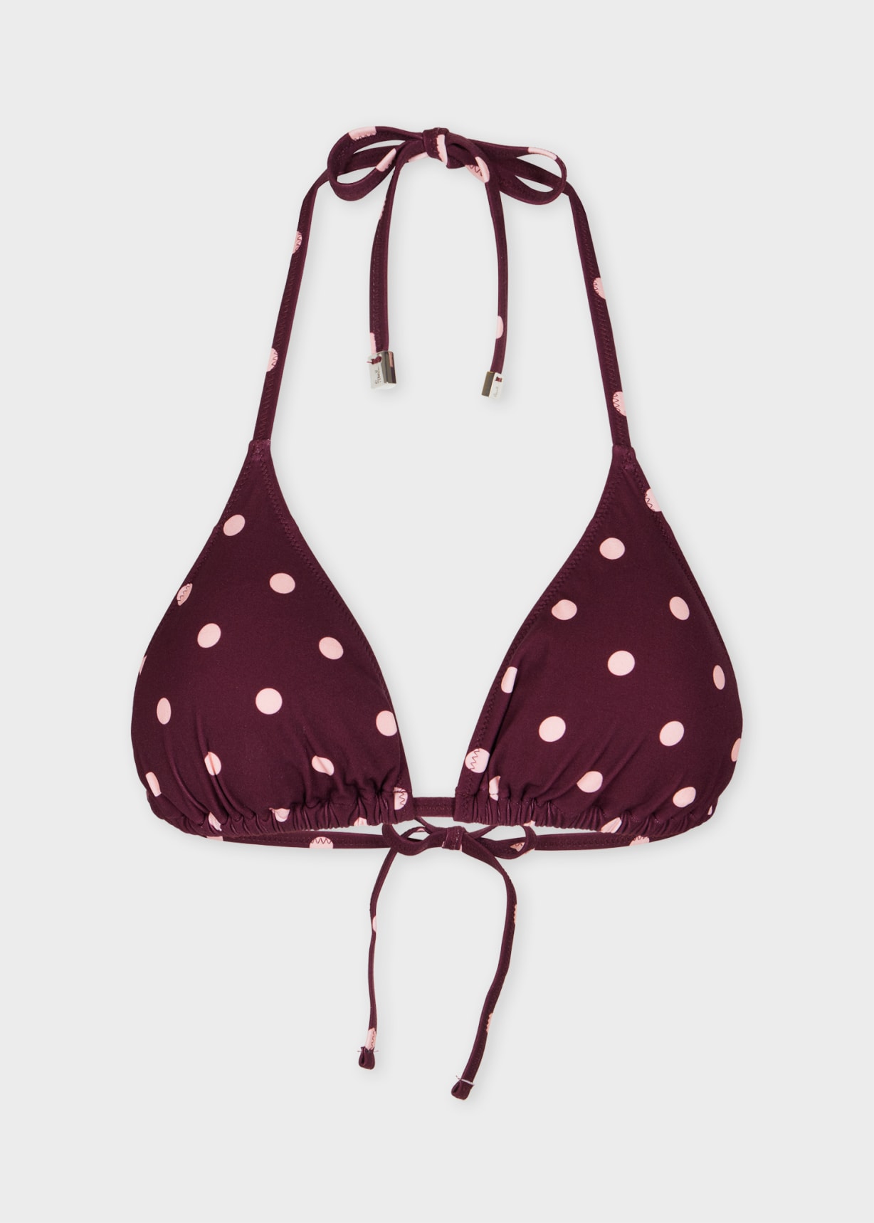 Women's Burgundy Polka Dot Triangle Bikini Top