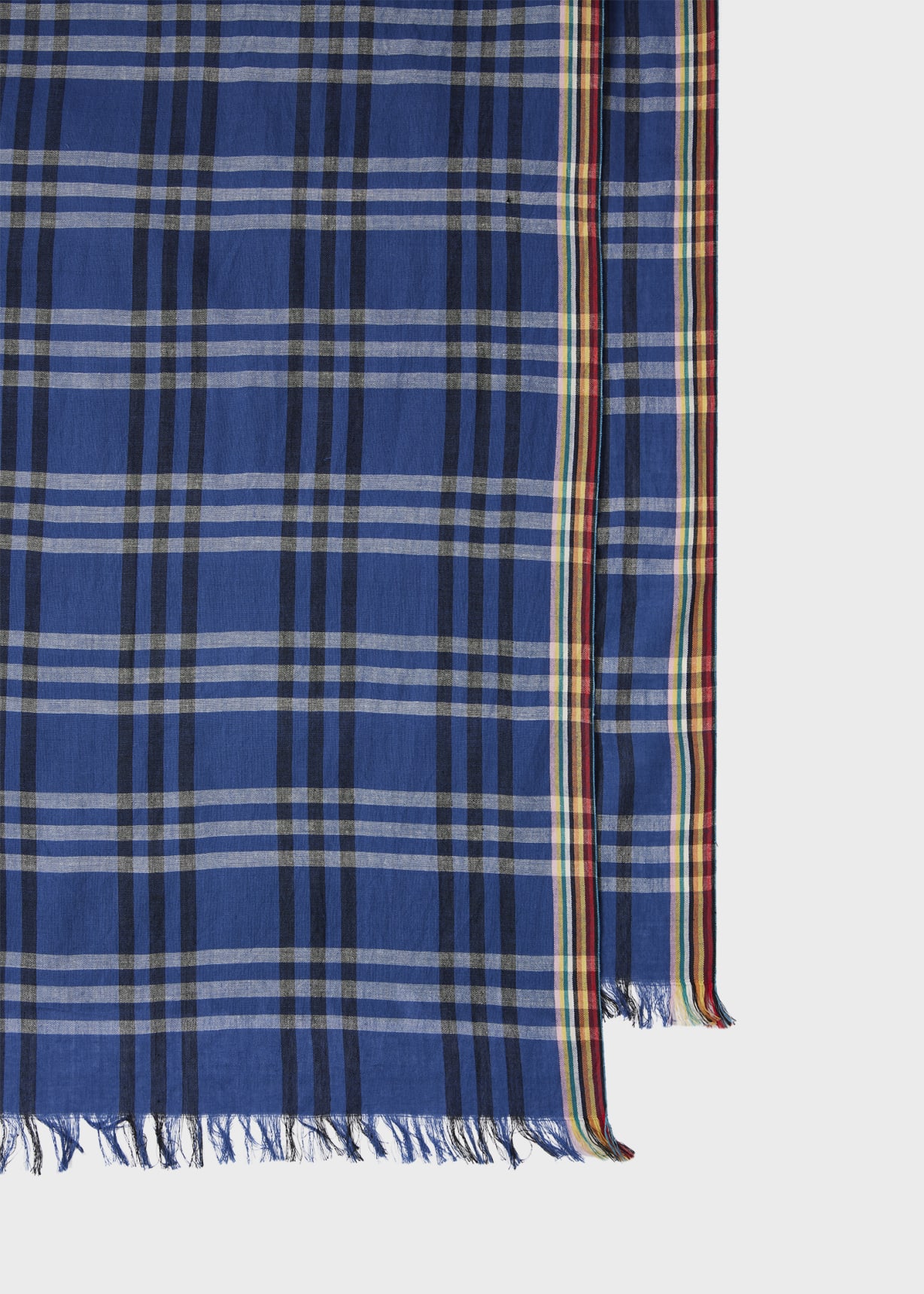 Blue 'Signature Stripe' Check Scarf