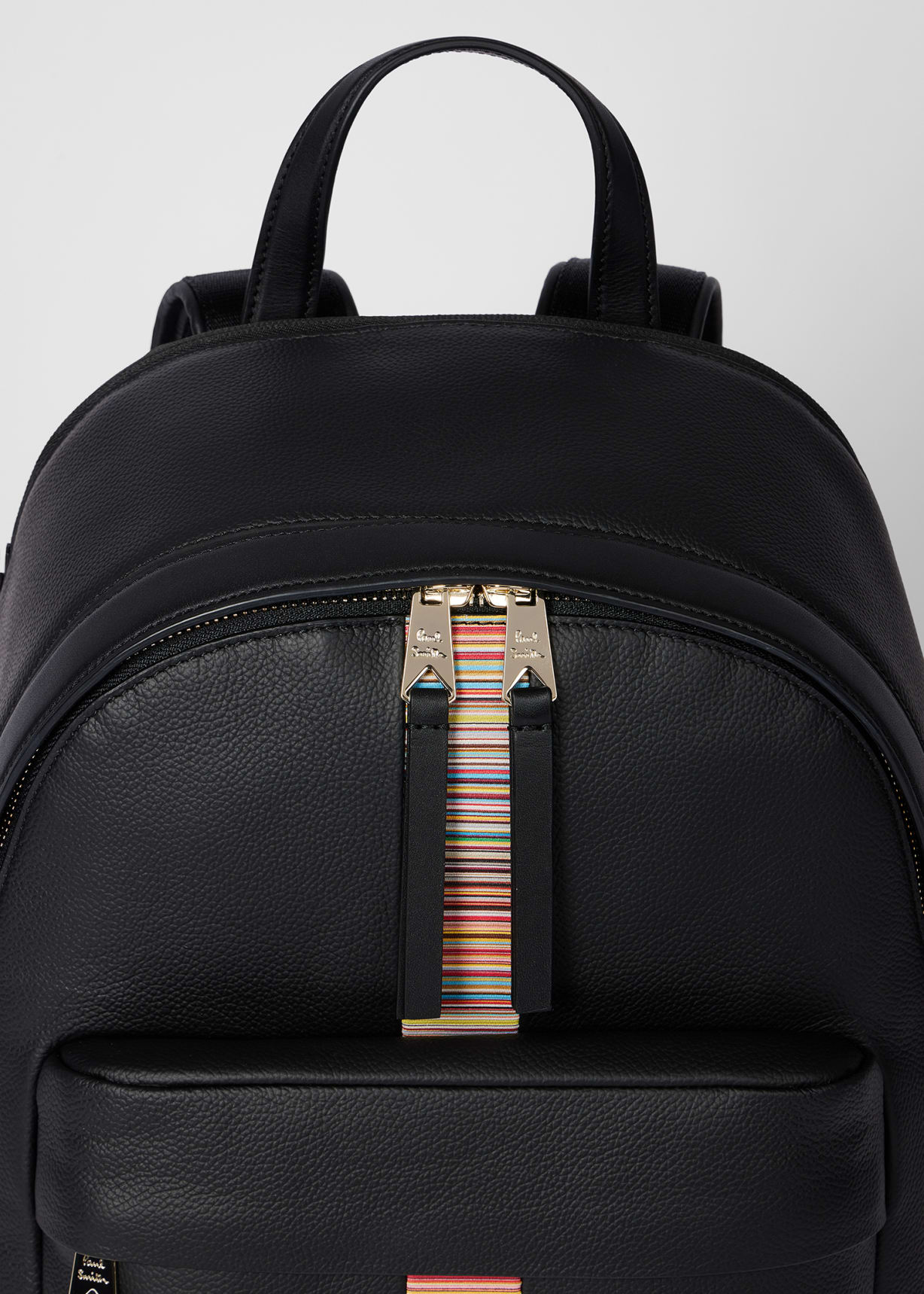 Men's Black Leather 'Signature Stripe' Trim Backpack