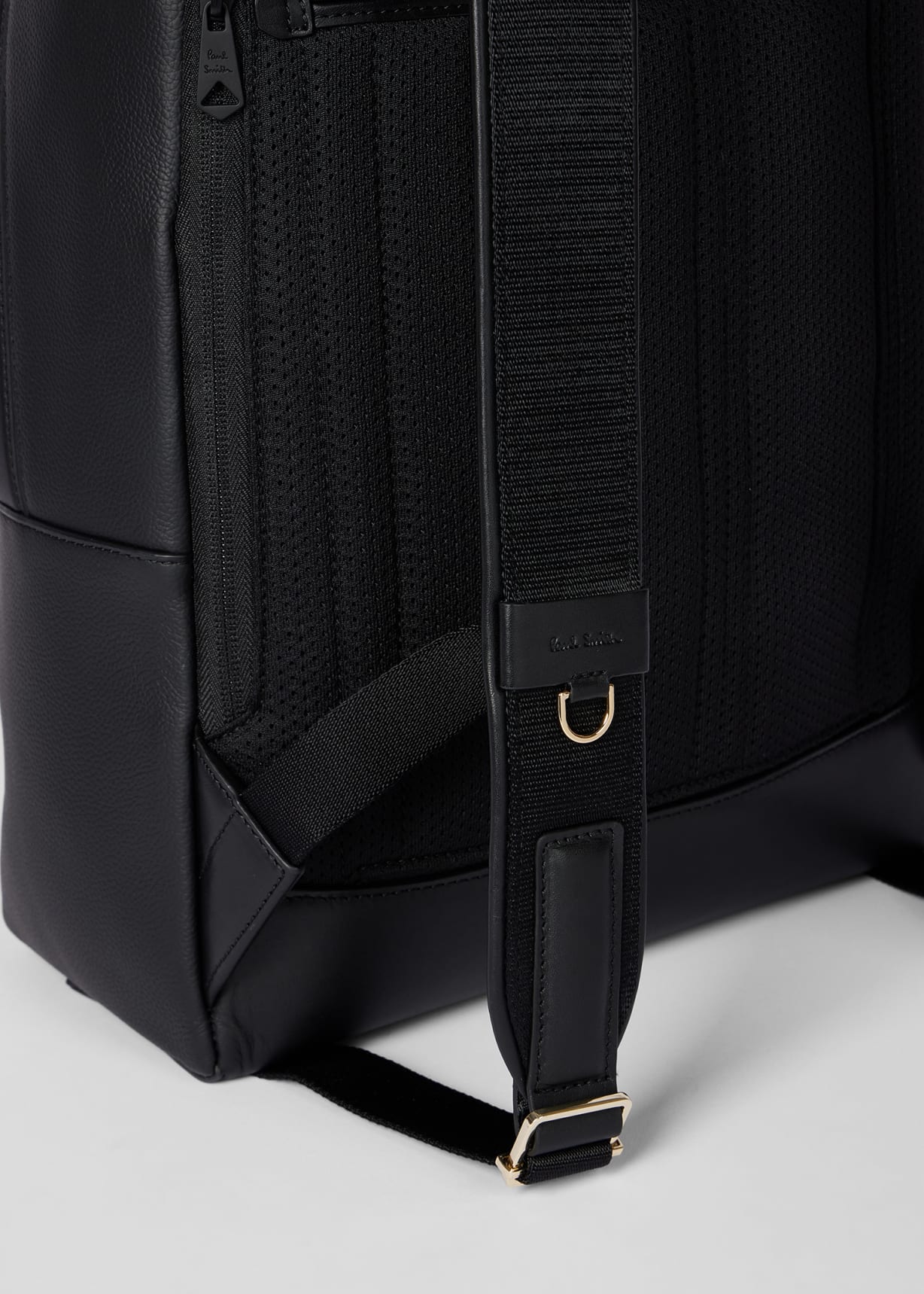 Men's Black Leather 'Signature Stripe' Trim Backpack