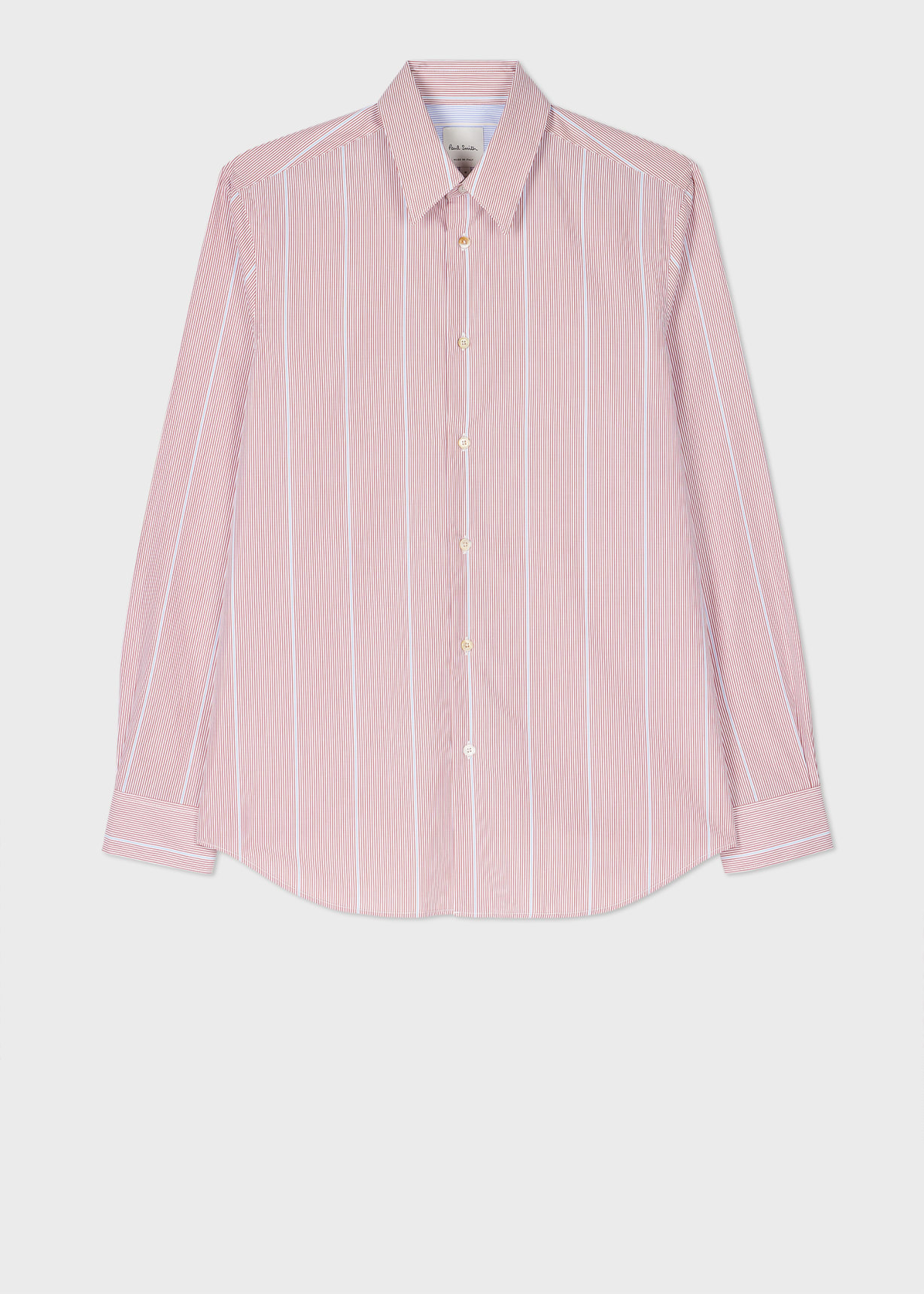 Men's Red Cotton Poplin Stripe Shirt