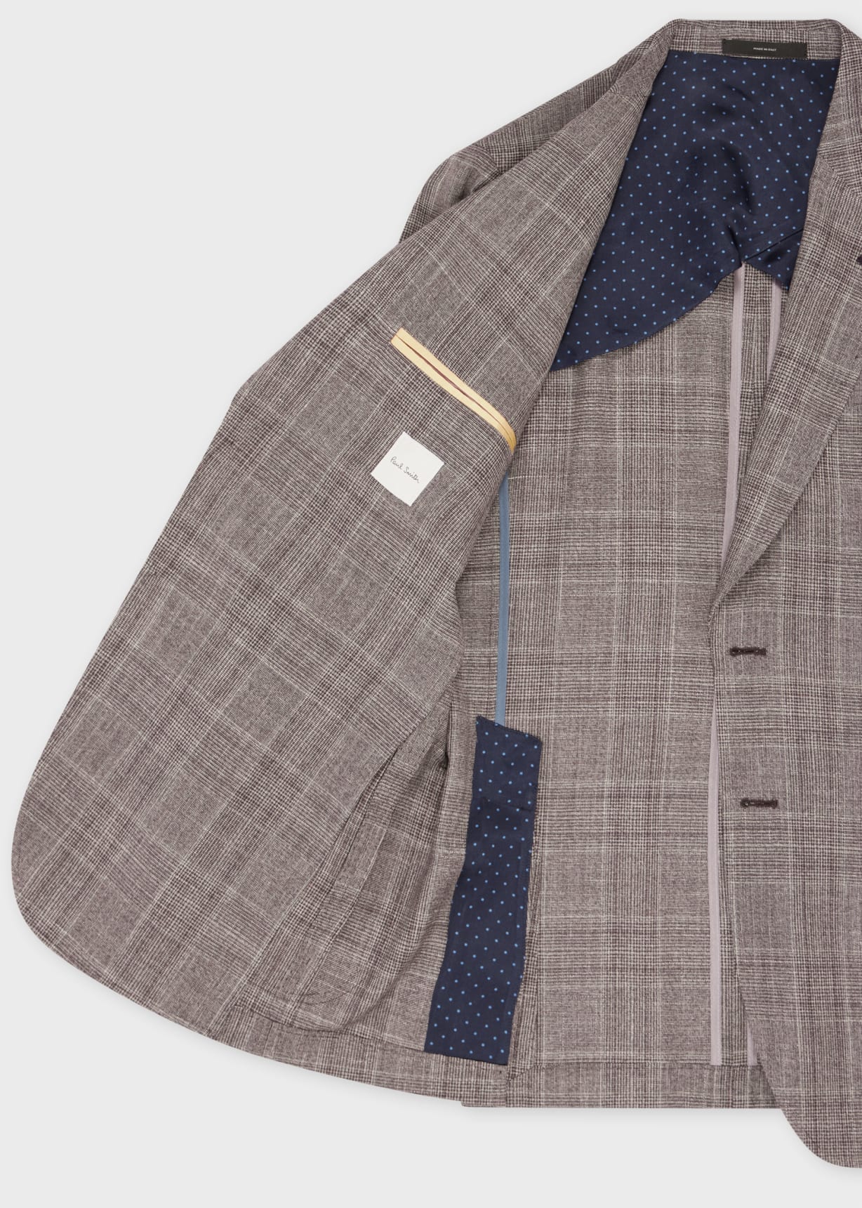Men's Grey Check Wool-Silk Buggy-Lined Blazer