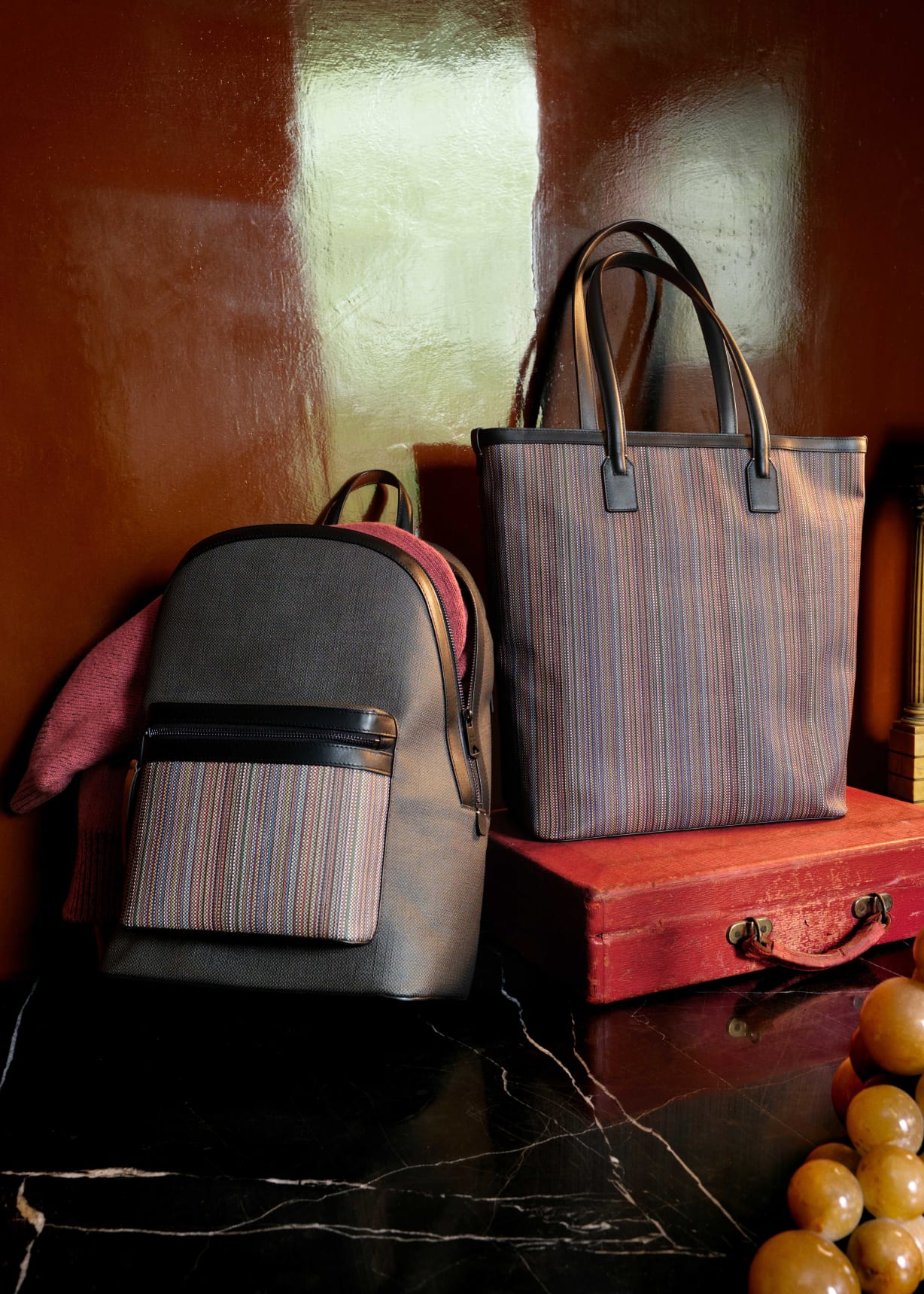 Coated Canvas 'Signature Stripe' Pocket Backpack