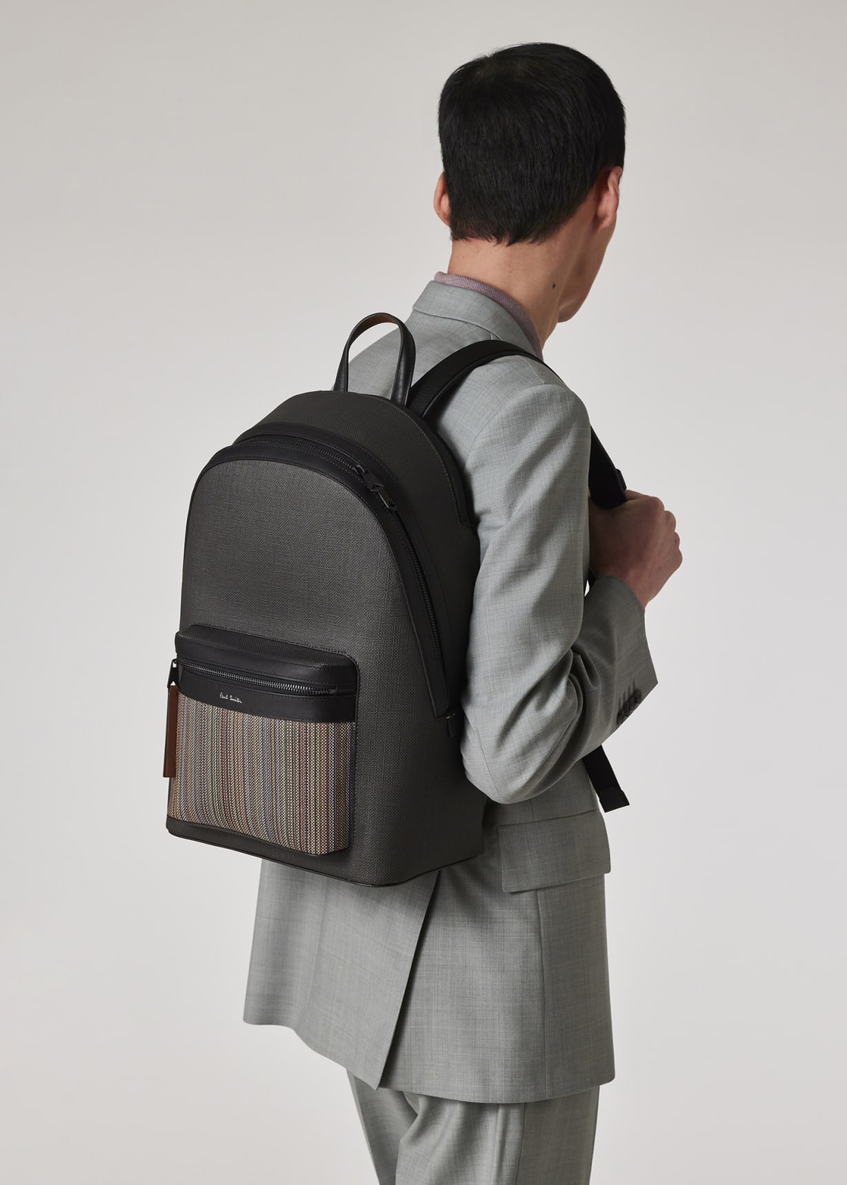 Coated Canvas 'Signature Stripe' Pocket Backpack