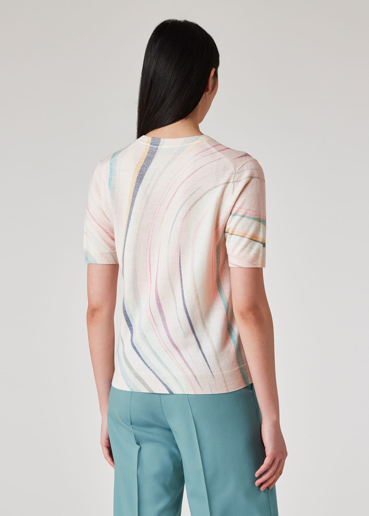 Women's 'Faded Swirl' Short Sleeve Wool Knitted Top