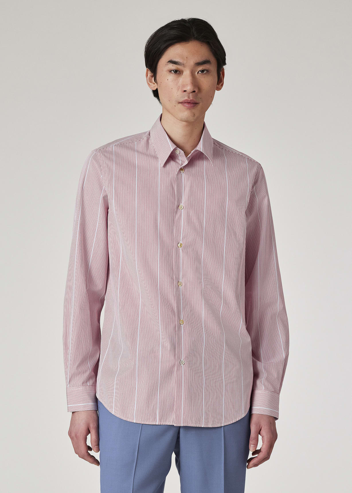 Men's Red Cotton Poplin Stripe Shirt