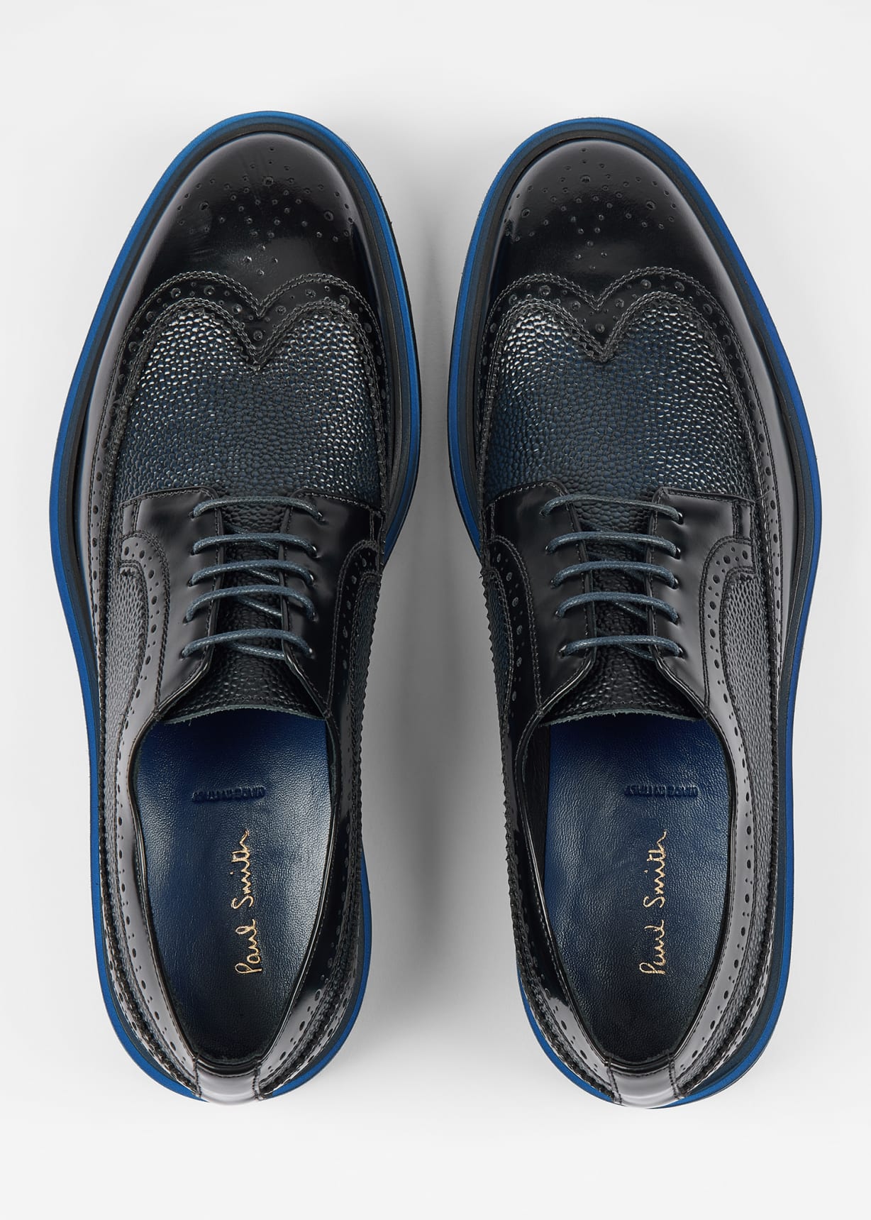 Men's Black and Navy Pebble Embossed Leather 'Count' Brogues
