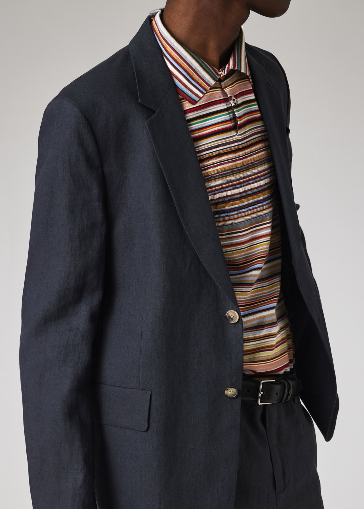 Men's Navy Linen Buggy-Lined Blazer
