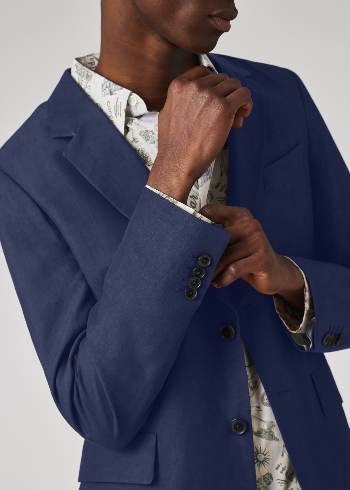 Men's Indigo Linen Buggy-Lined Blazer