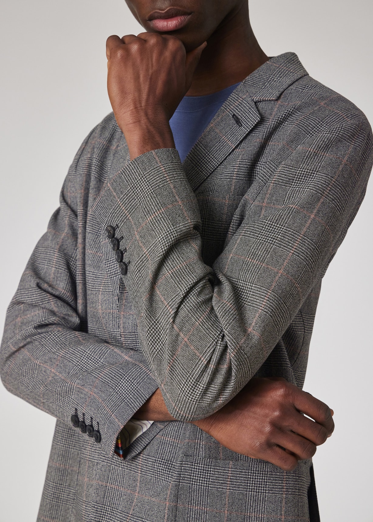 Men's Grey Check Wool Unlined Blazer