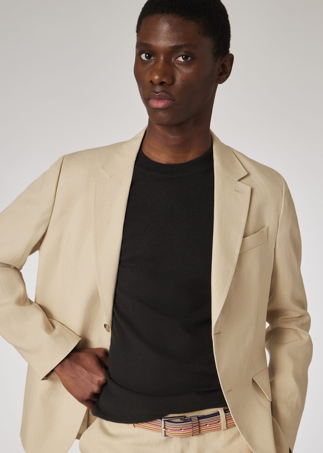 Blazer Doublé Homme Beige en Lin
