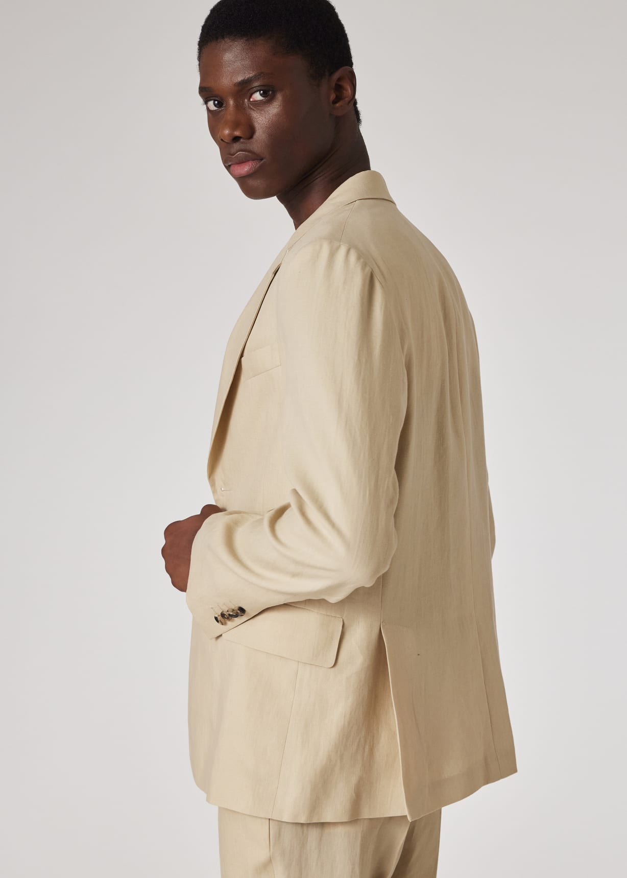 Men's Beige Linen Buggy-Lined Blazer