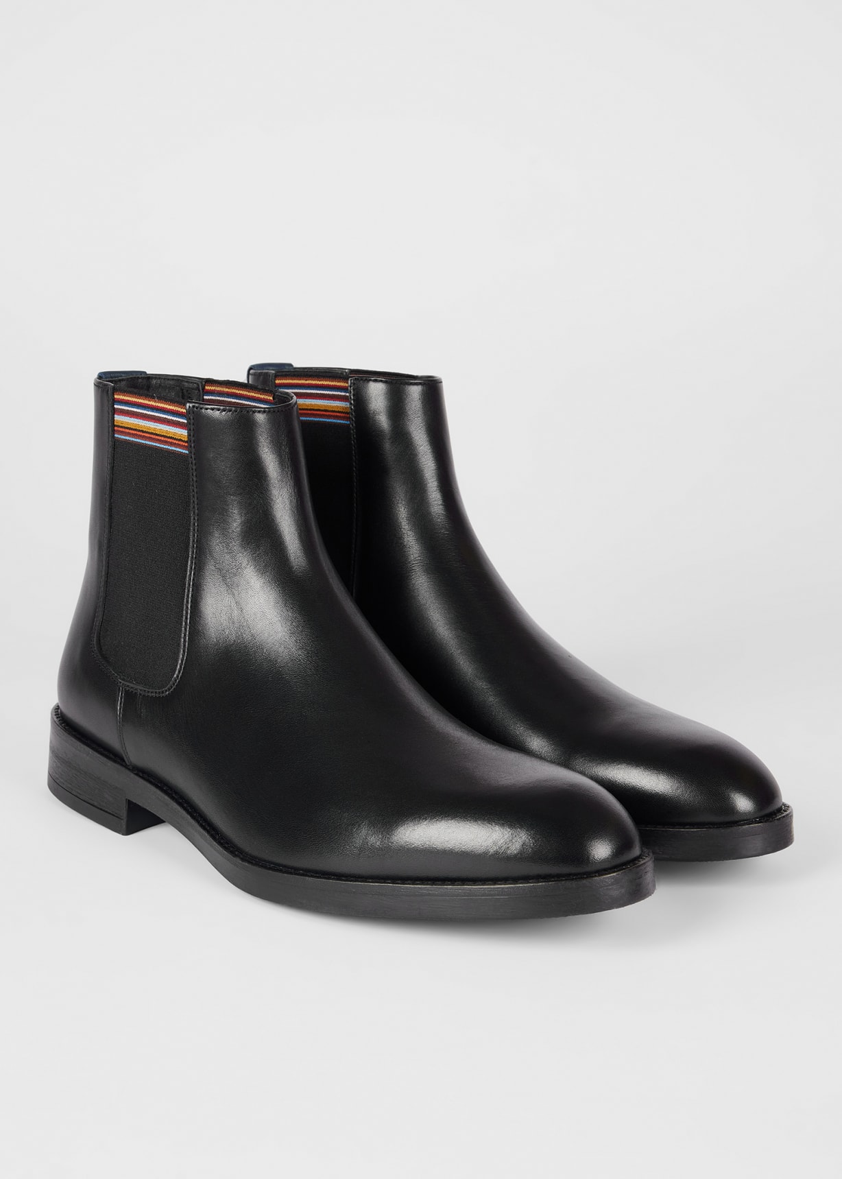 Black Leather 'Lansing' 'Signature Stripe' Boots