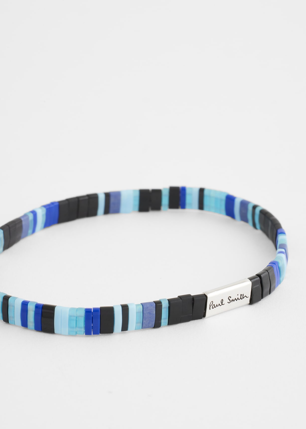 Blue Stripe Flat Bead Bracelet