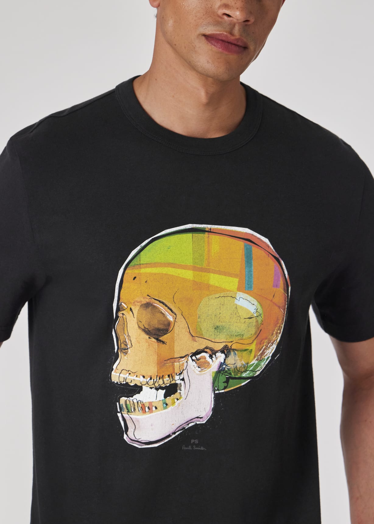Men's Black 'Skull Sketch' Print T-Shirt