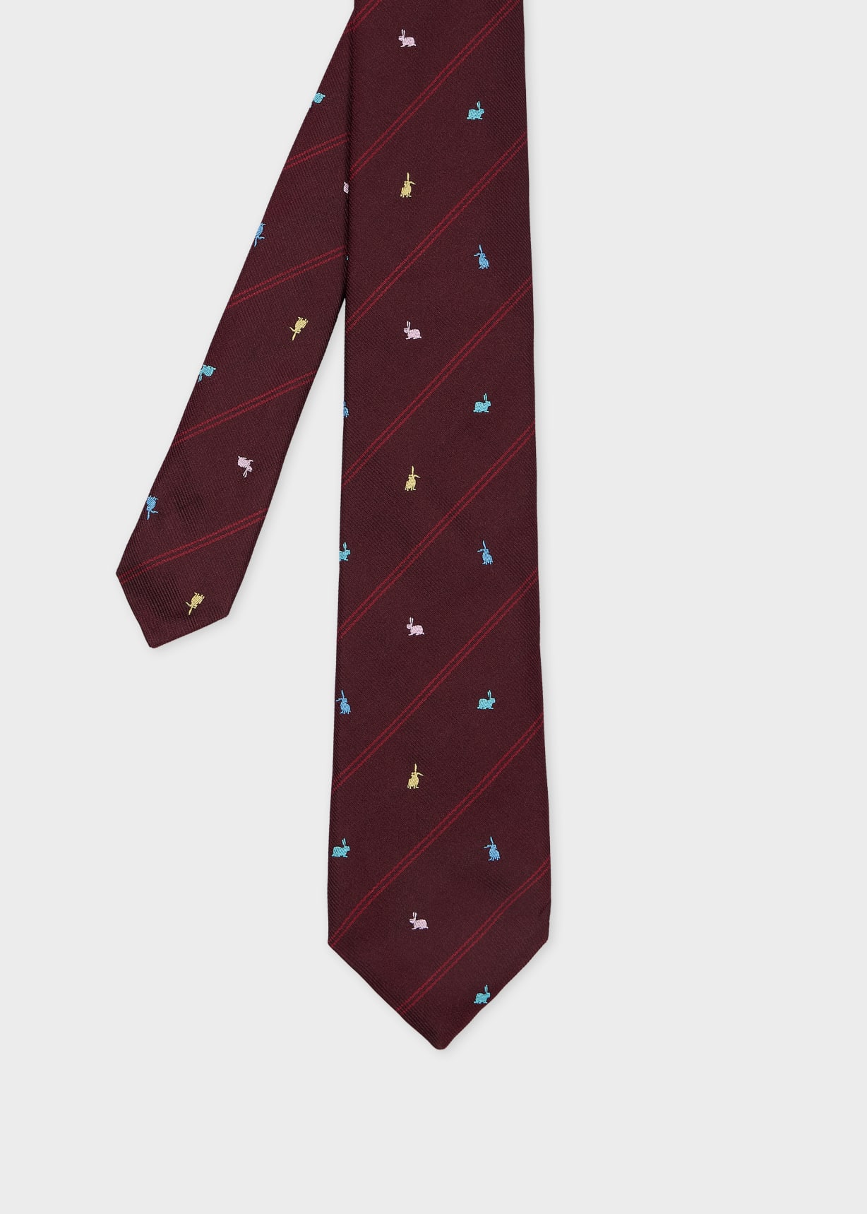Maroon Silk 'Rabbit' Pinstripe Tie