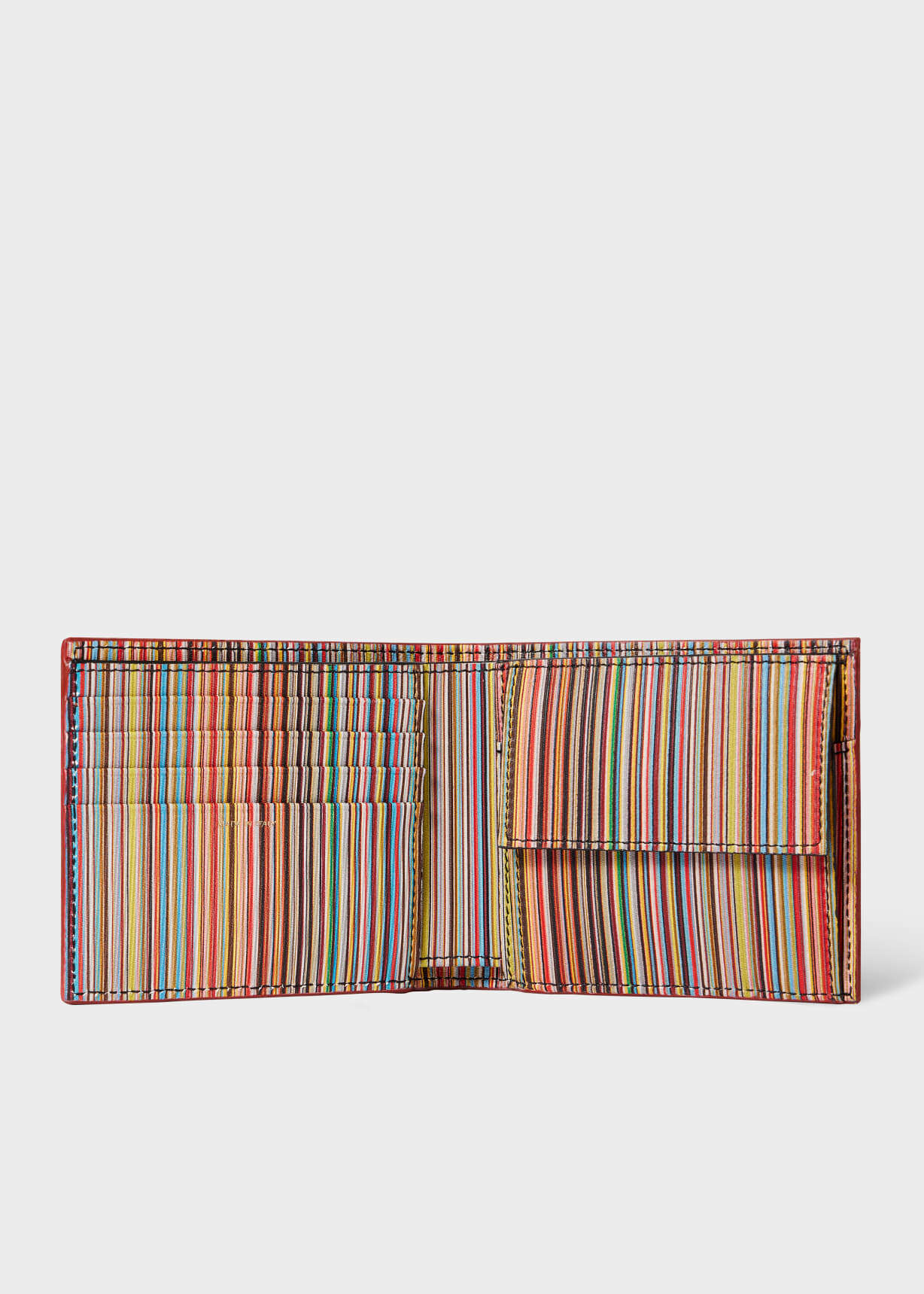 Men's Brick Red Leather 'Signature Stripe' Interior Billfold And Coin ...