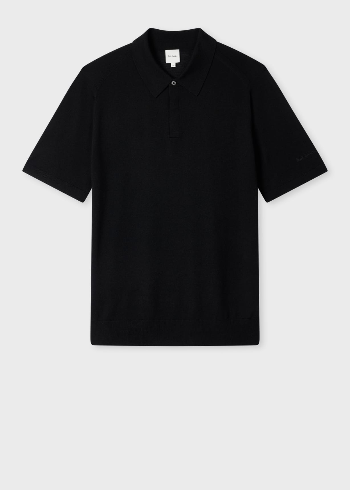 Men's Black Merino Wool Short Sleeve Polo Shirt