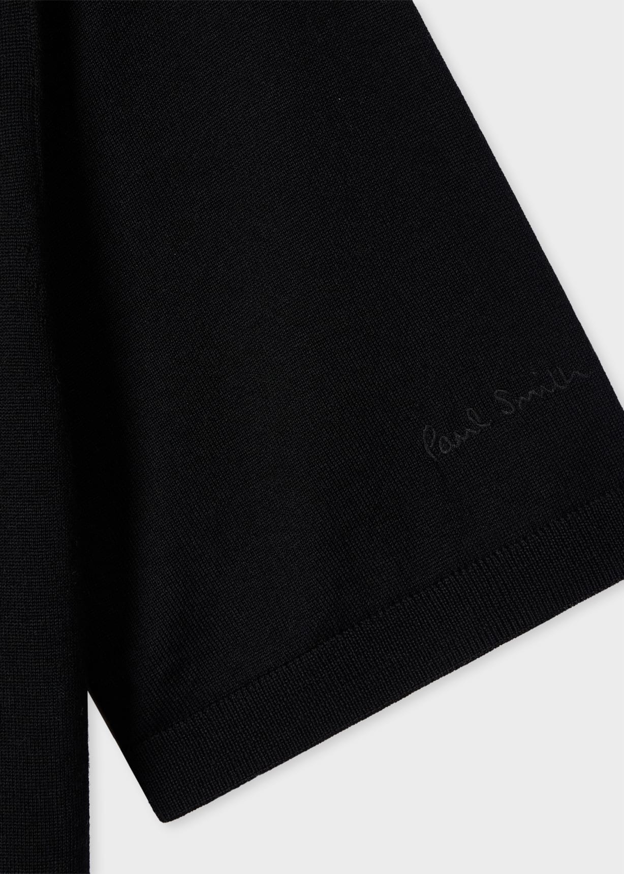 Men's Black Merino Wool Short Sleeve Polo Shirt