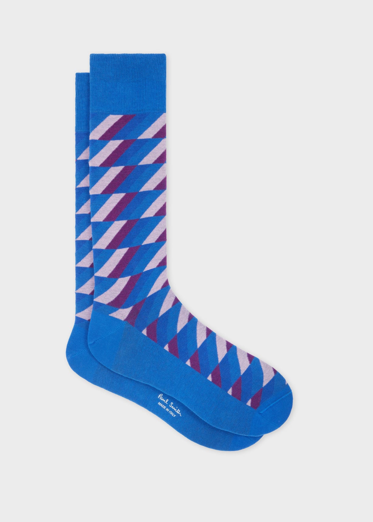 Men's Blue and Purple Zig Zag Cotton-Blend Socks