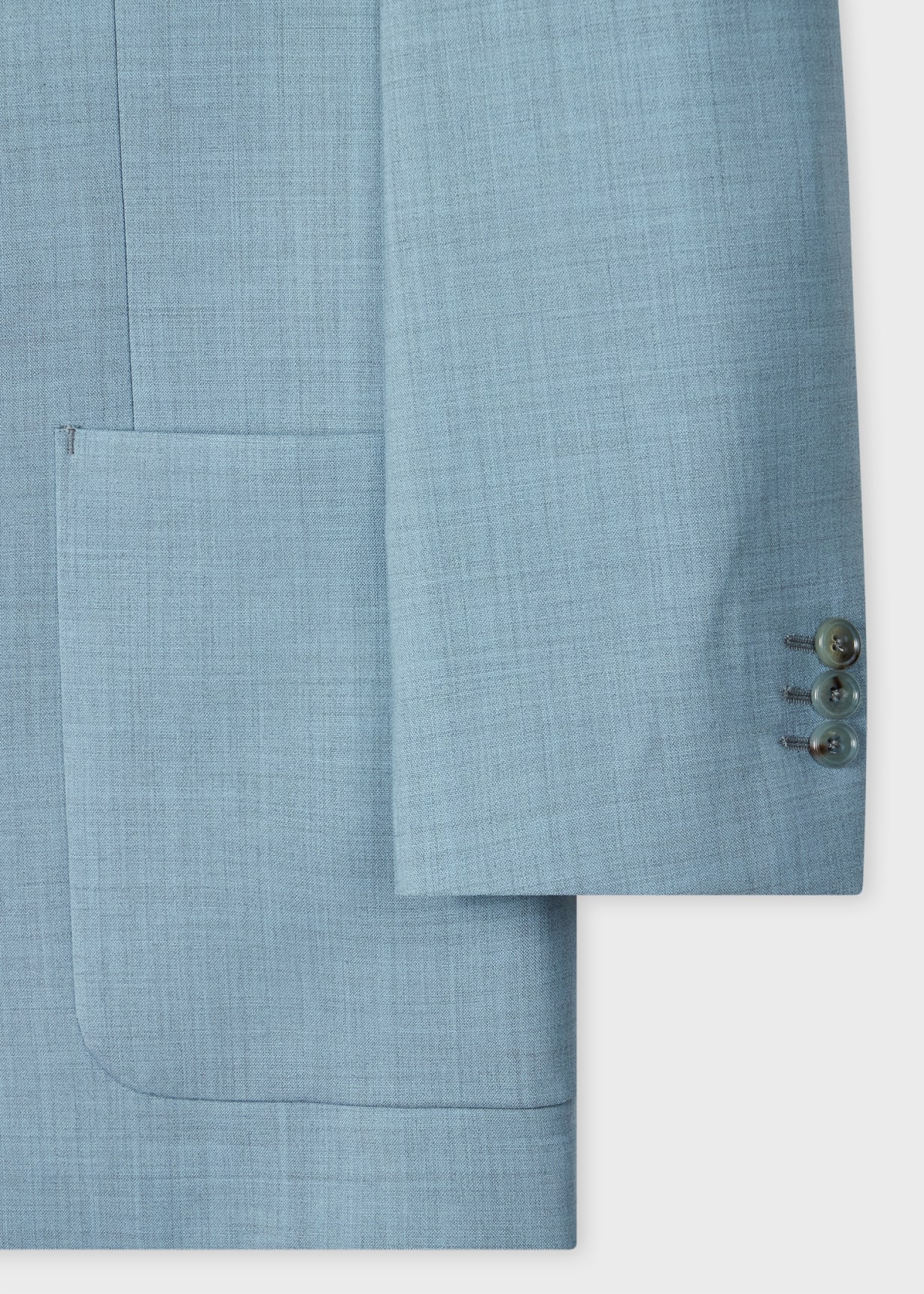 Men's Tailored-Fit Light Blue Overdyed Marl Wool Double-Breasted Blazer