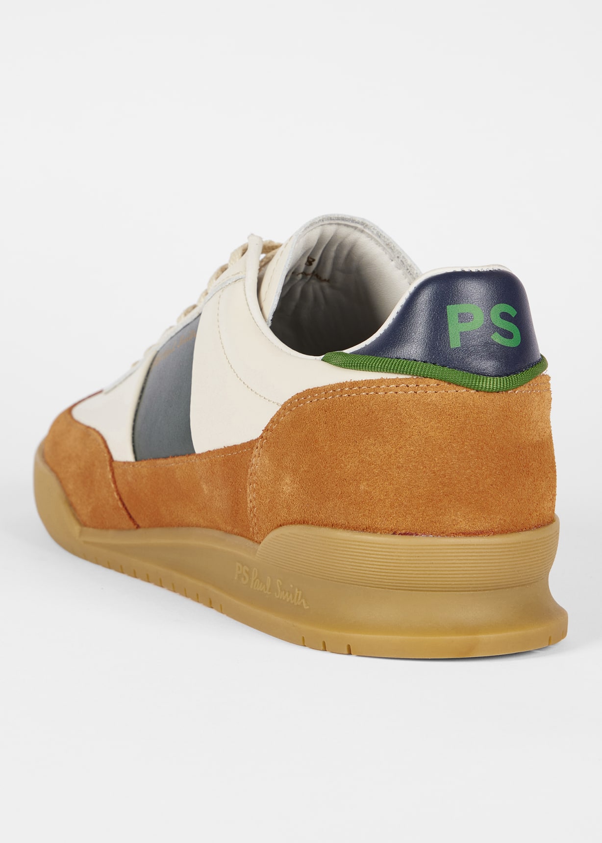 Men's Ecru 'Dover' Leather Panel Trainers