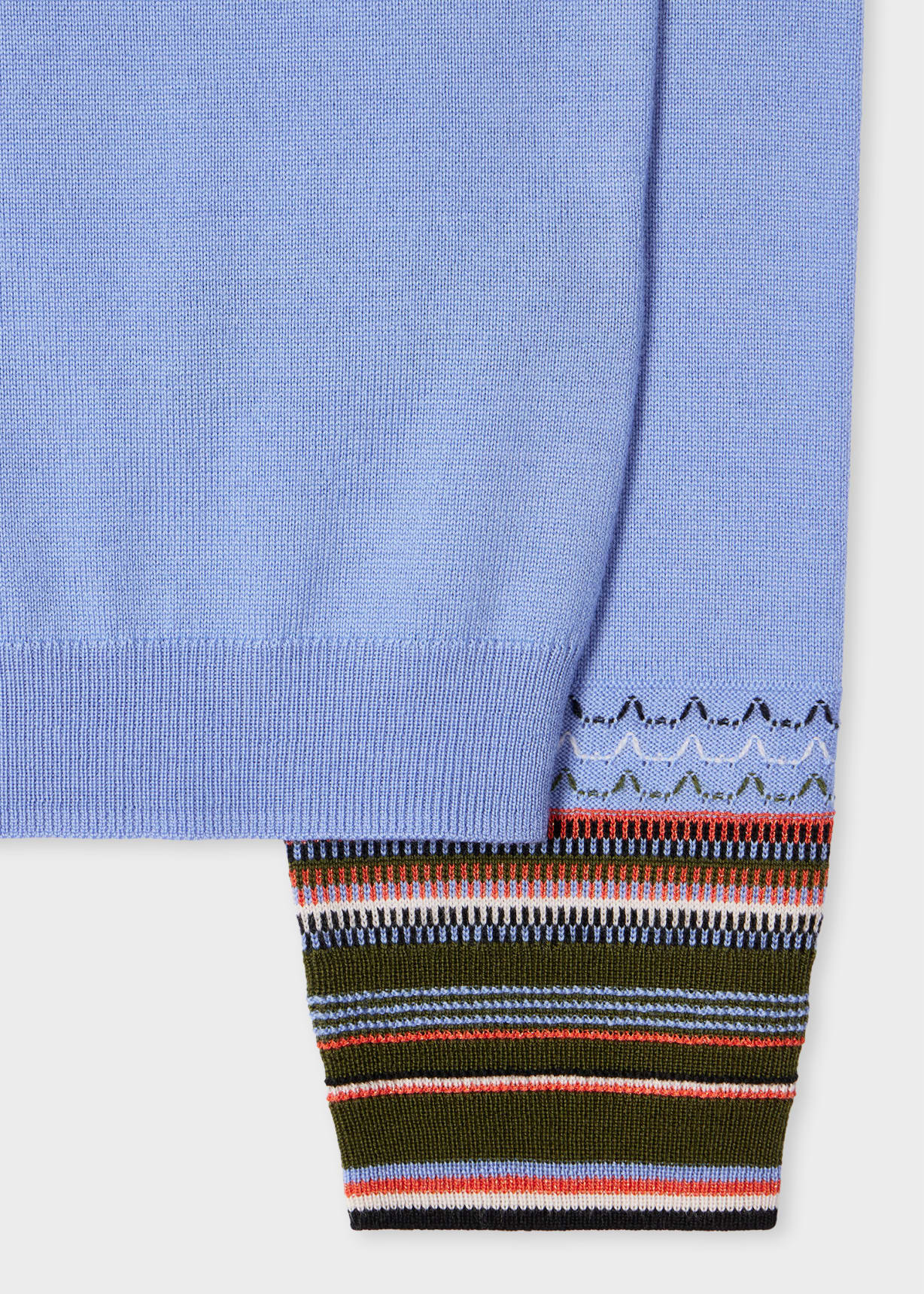 Women's Dusty Blue Merino Wool Stripe Cuff Sweater