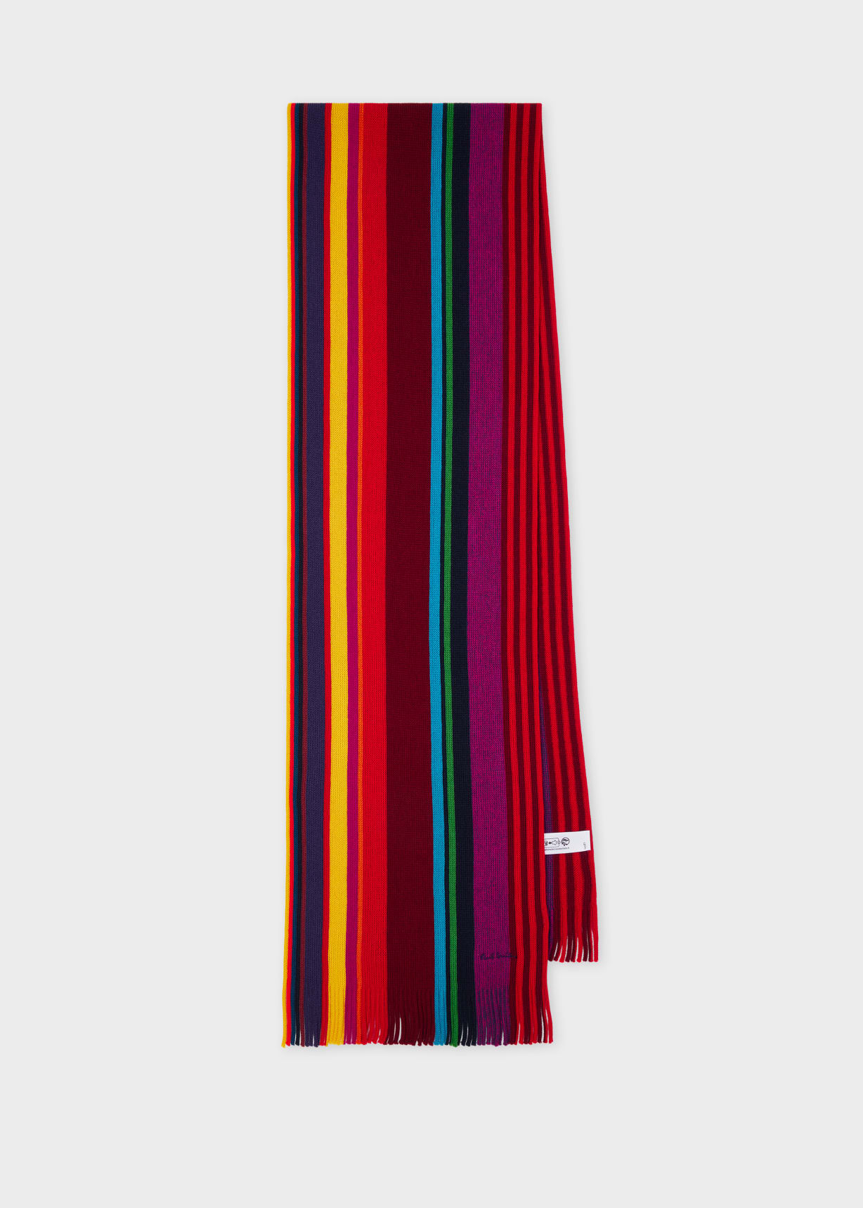 Red Merino Wool Twisted Stripe Scarf
