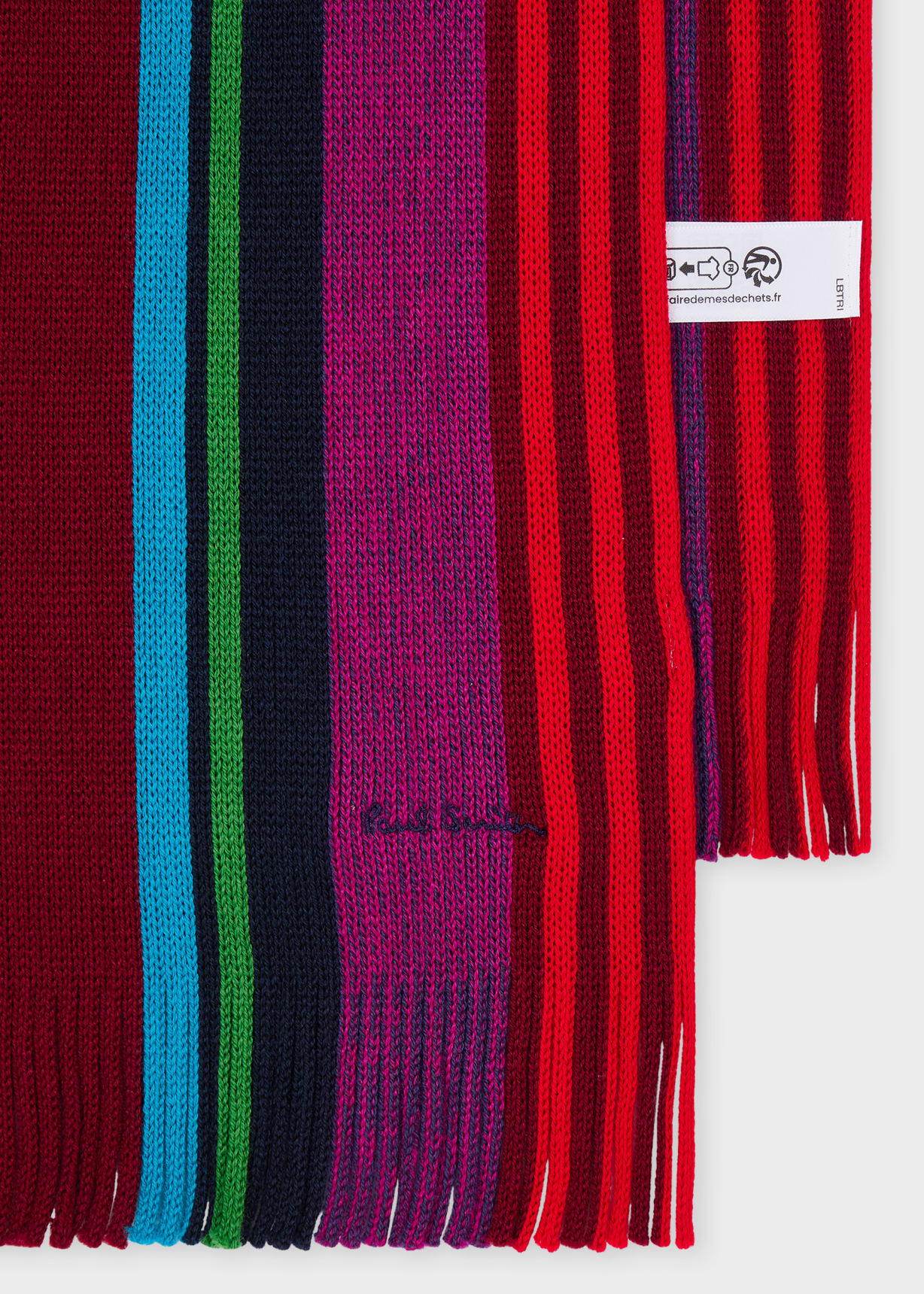 Red Merino Wool Twisted Stripe Scarf