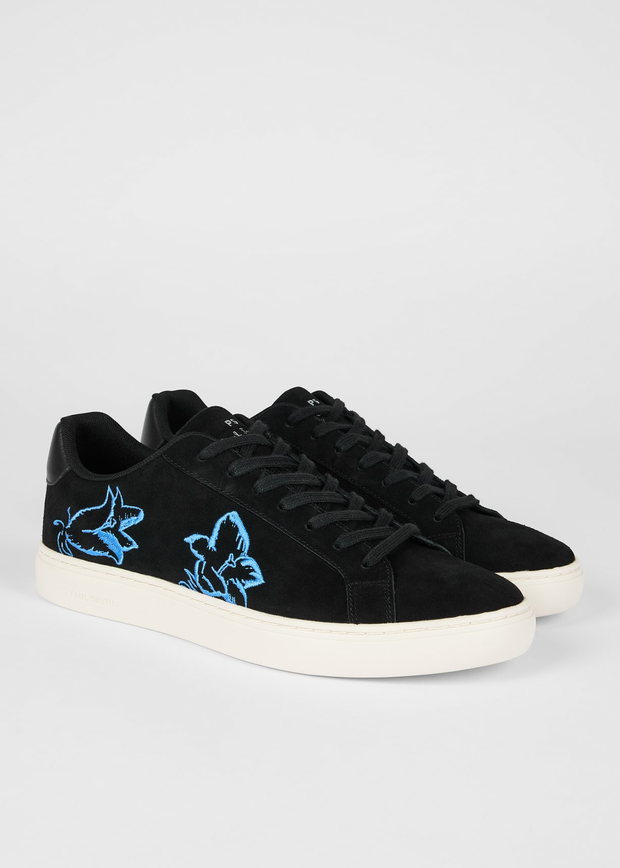 Men's Black Suede 'Rex' Embroidery Trainers