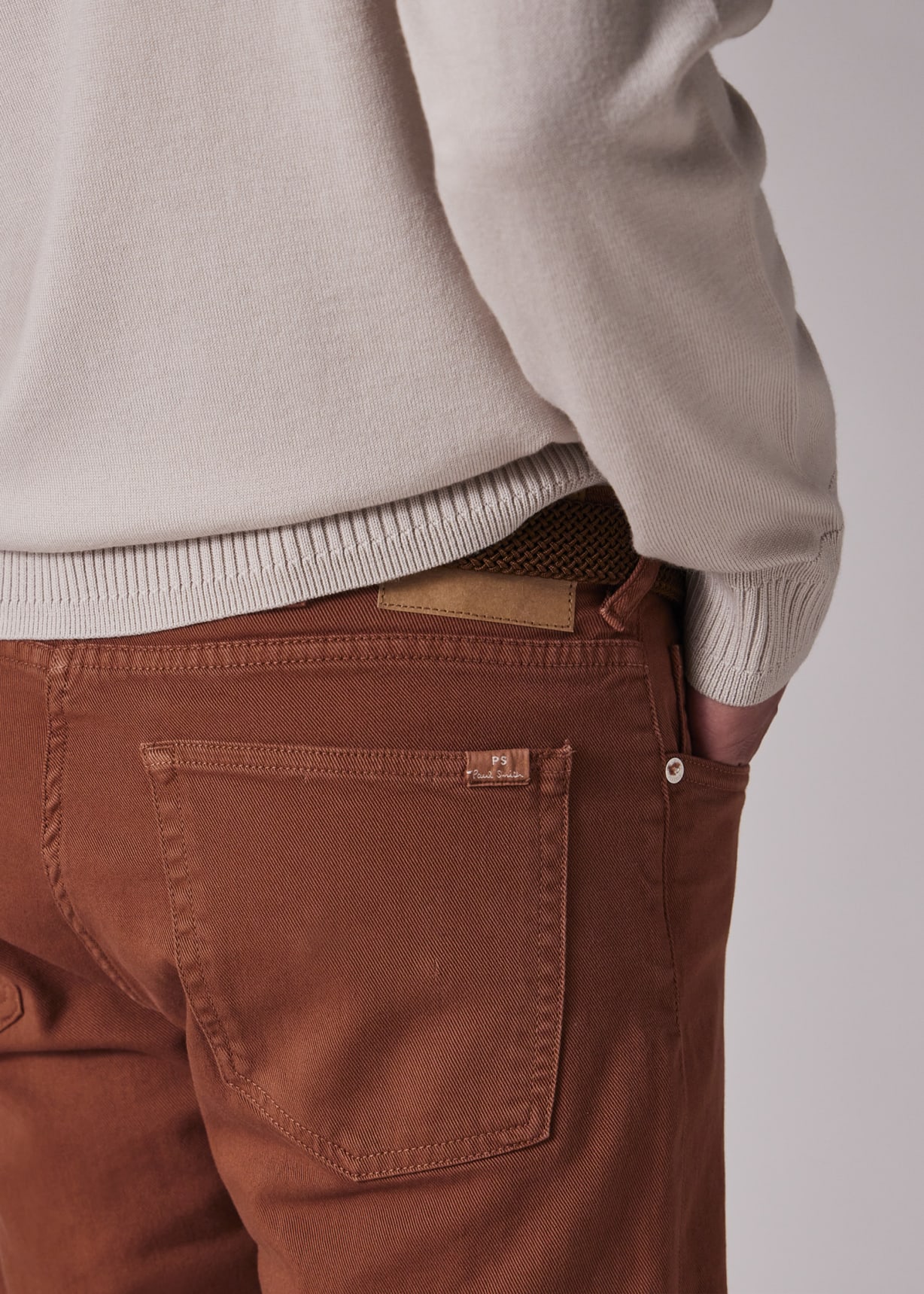 Men's Tapered-Fit Rust Garment-Dyed Organic Cotton-Stretch Jeans