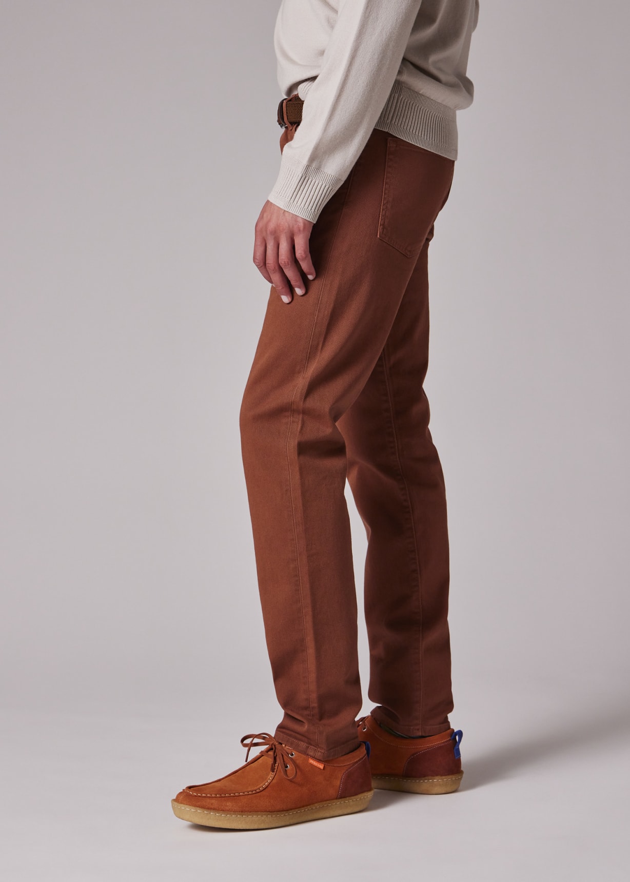 Men's Tapered-Fit Rust Garment-Dyed Organic Cotton-Stretch Jeans