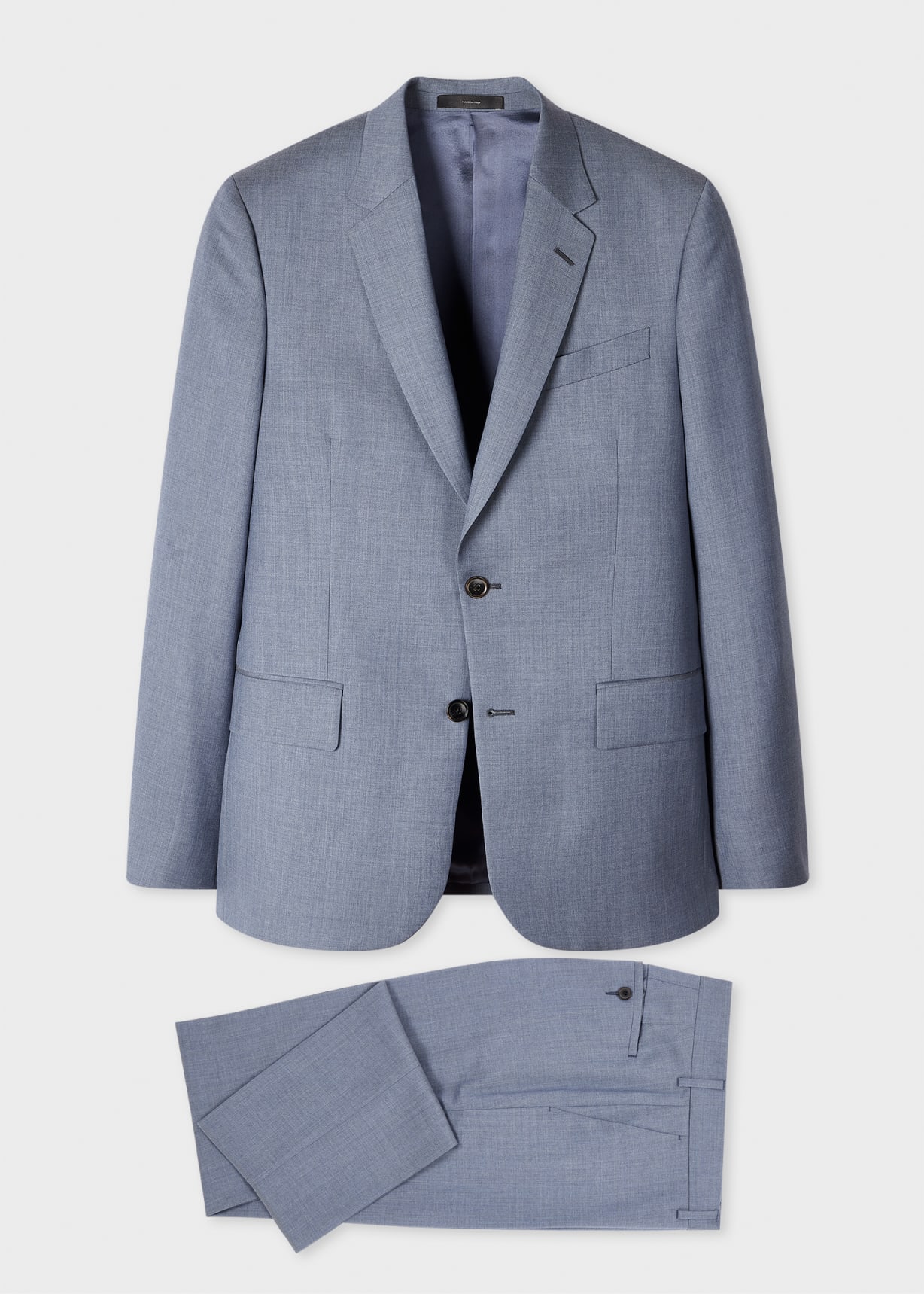 Men's Tailored-Fit Blue Marl Tropical Wool Suit