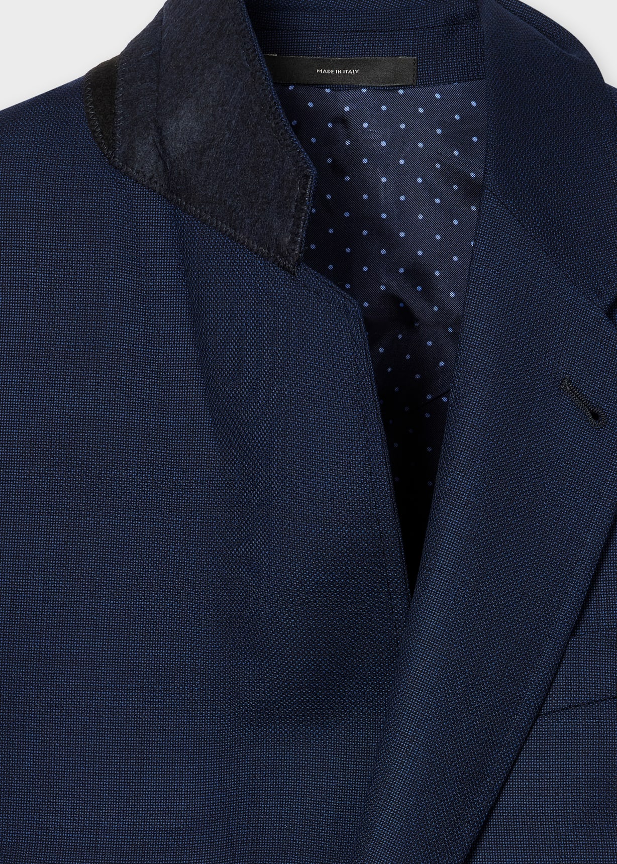 Men's Tailored-Fit Navy Wool Hopsack Buggy-Lined Blazer