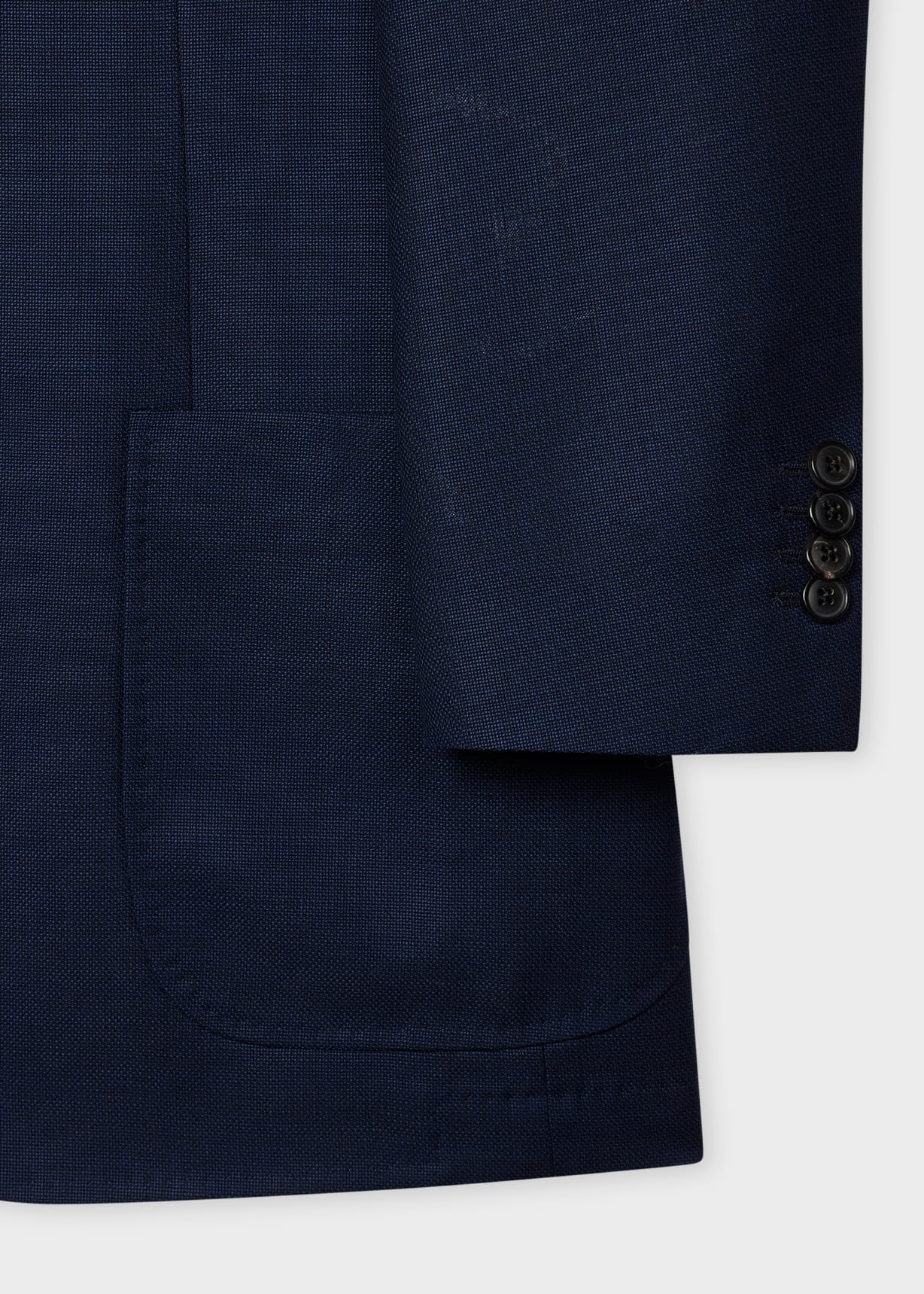 Men's Tailored-Fit Navy Wool Hopsack Buggy-Lined Blazer