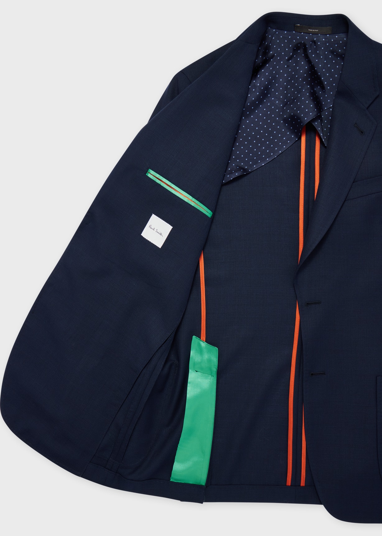 Men's Tailored-Fit Navy Wool Hopsack Buggy-Lined Blazer