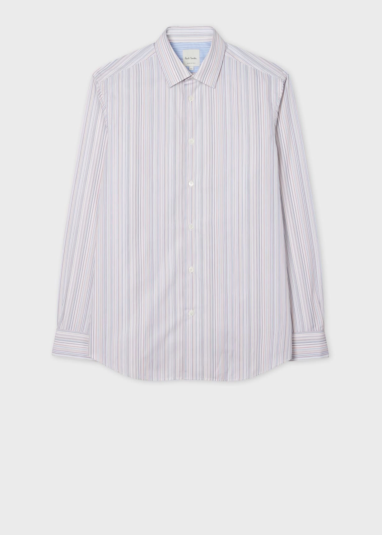Men's White Tailored-Fit Cotton 'Signature Stripe' Shirt